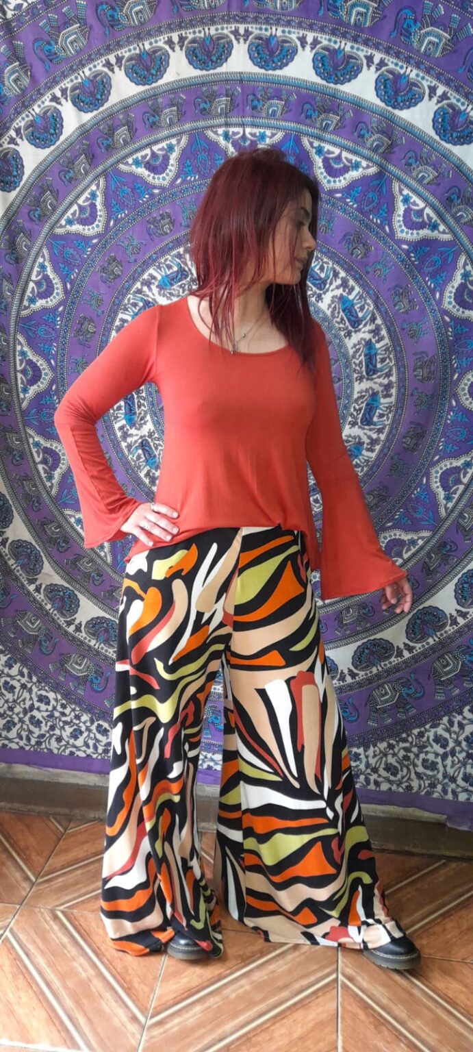 Pollera pantalón artesanal de modal estampado - Troche y Moche